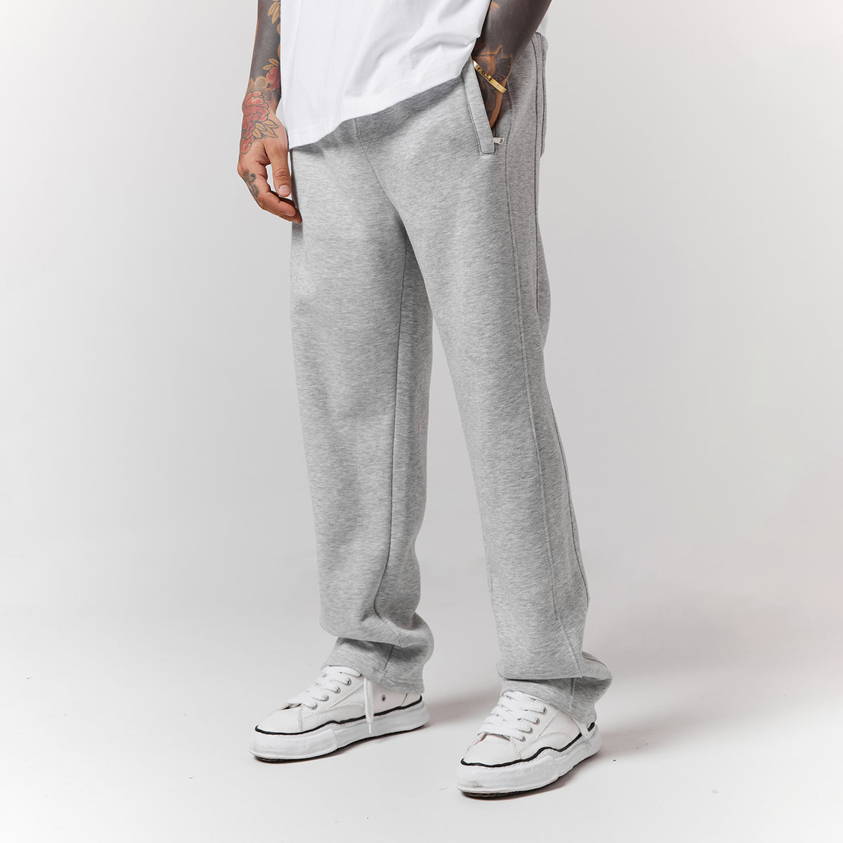 Open Hem Jogger | Grey Marl – Faded